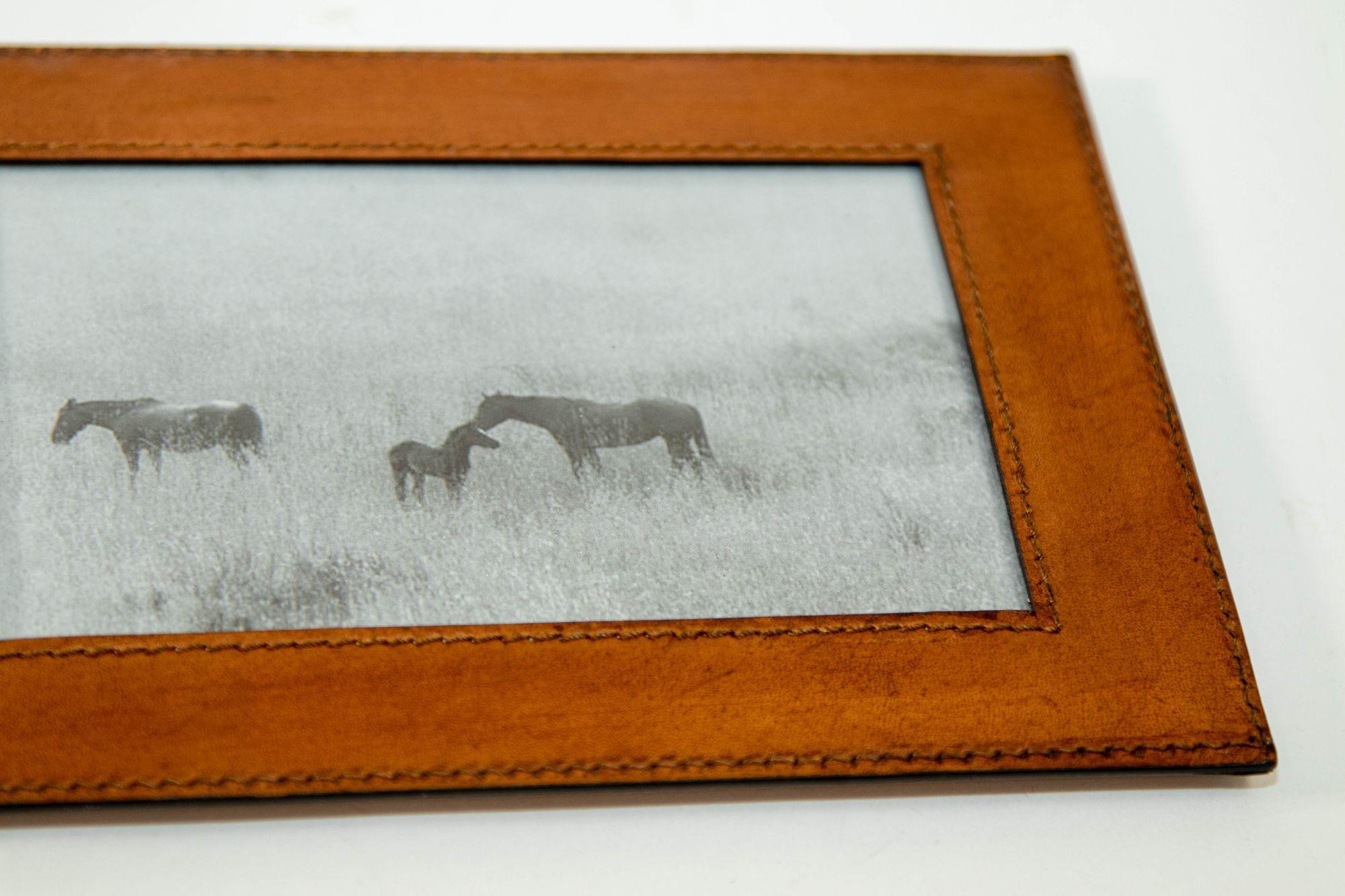 Vintage Double Landscape Picture Frame Brown Saddle Leather Ralph ...