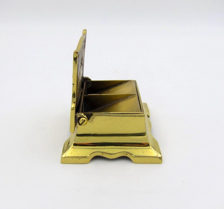 Vintage Double Stamp Box in Solid Brass with Hinged Lid at 1stDibs ...