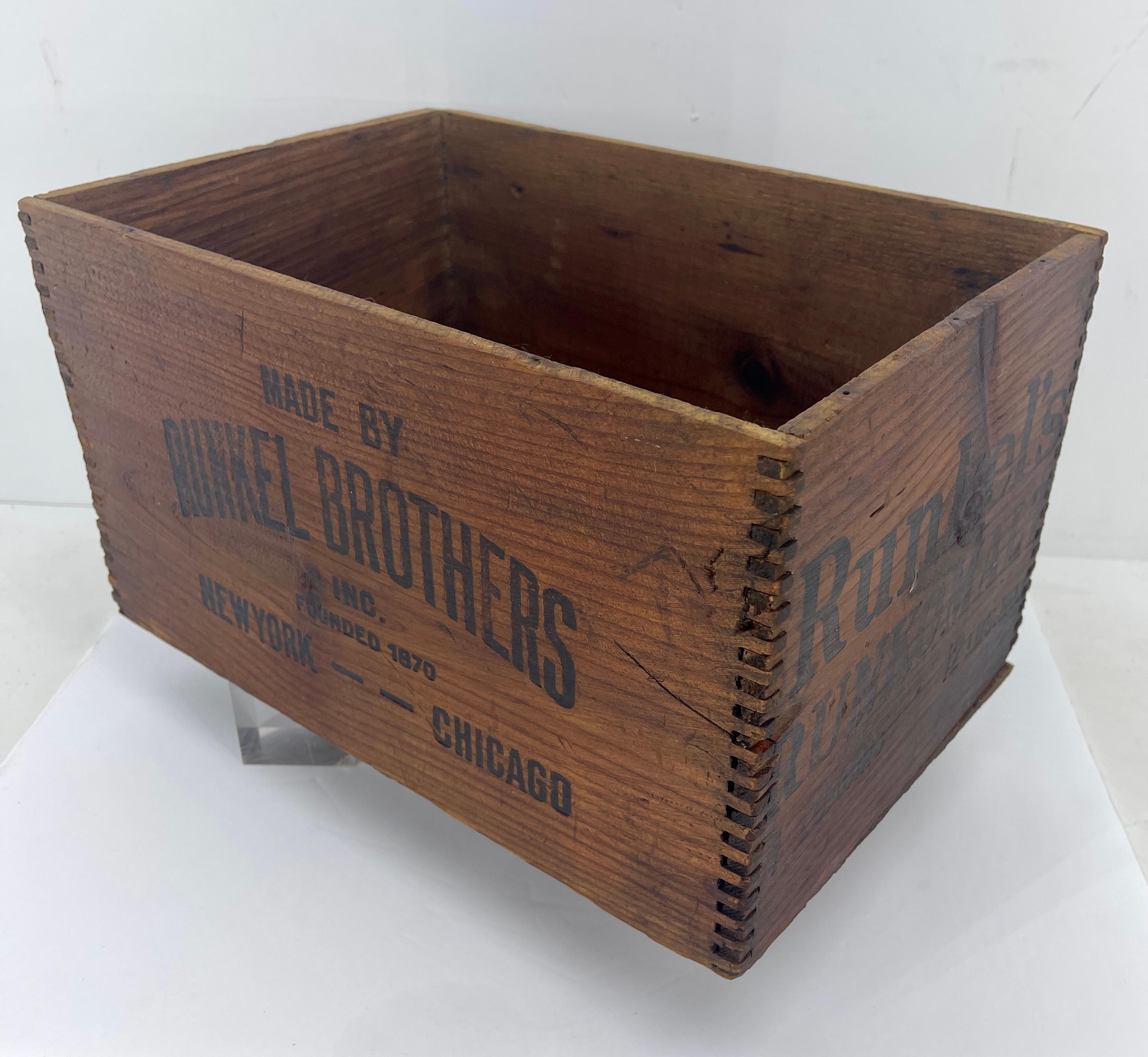 Vintage Dovetail Wooden Runkel Chocolate Box Crate, circa 1930's at ...
