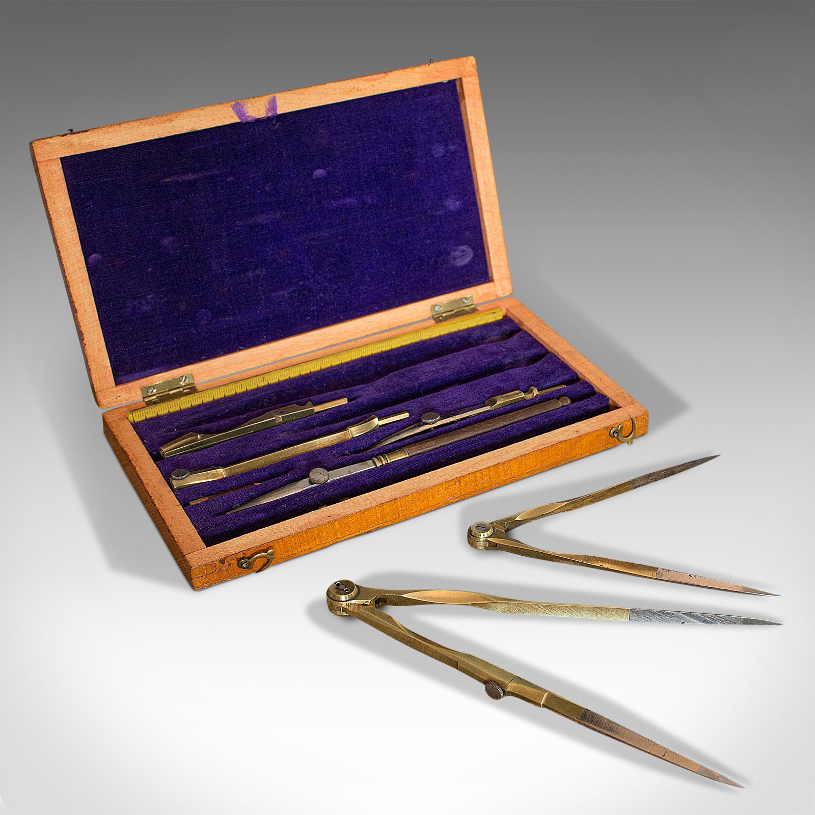 Vintage Drawing Set, English, Draughtsman, Cartographer, Instrument ...