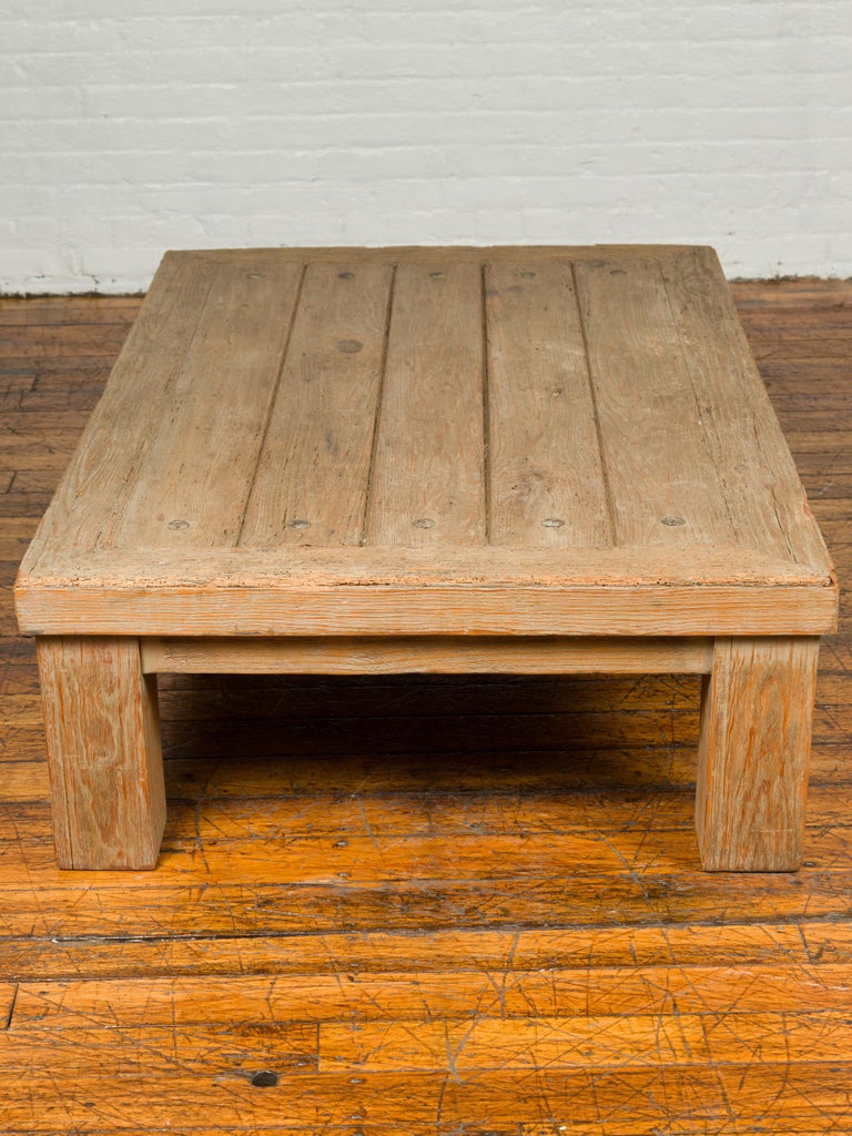 Vintage Driftwood Distressed Coffee Table from Mexico with Round Metal ...