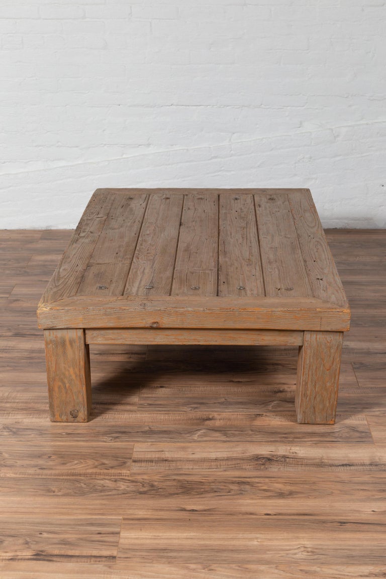 Vintage Driftwood Midcentury Coffee Table from Mexico with Round Metal ...