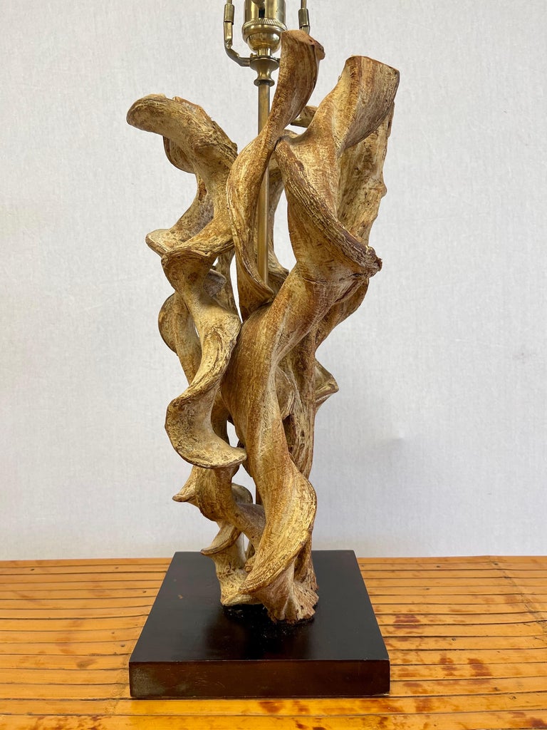 Vintage Driftwood Sculptural Table Lamp with Matching Finial For Sale ...