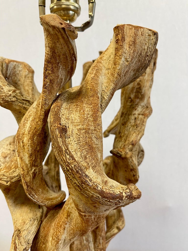 Vintage Driftwood Sculptural Table Lamp with Matching Finial For Sale ...