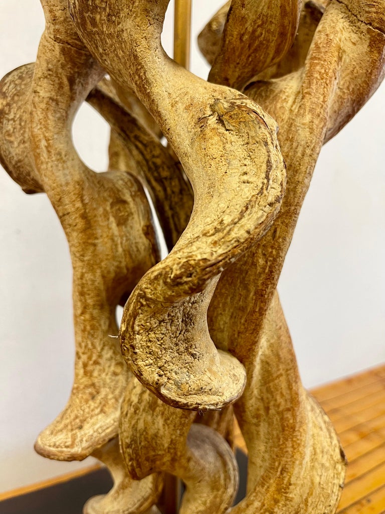 Vintage Driftwood Sculptural Table Lamp with Matching Finial For Sale ...