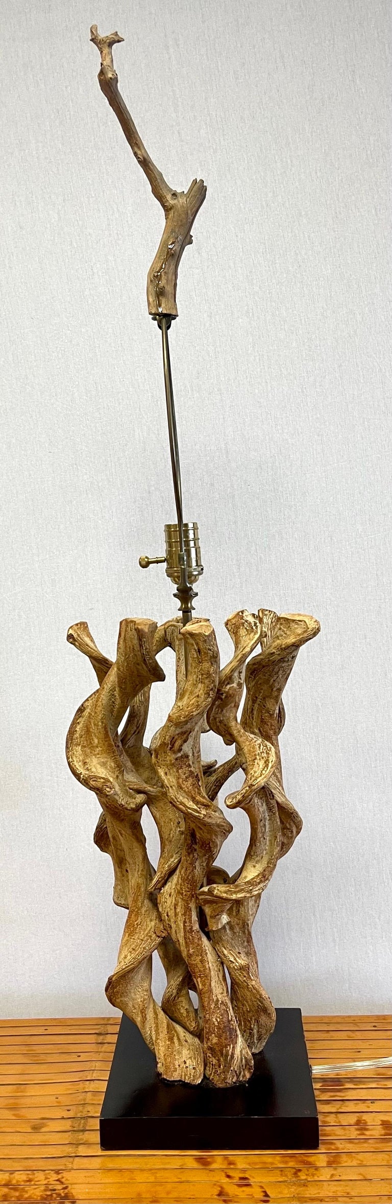 Vintage Driftwood Sculptural Table Lamp with Matching Finial For Sale ...