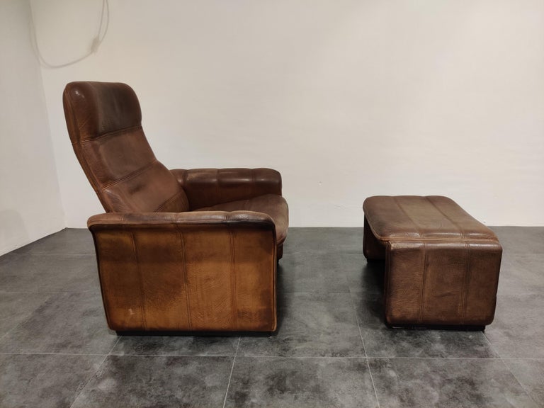 Vintage DS 50 Leather Lounge Chair and Ottoman by De Sede, 1970 at 1stDibs