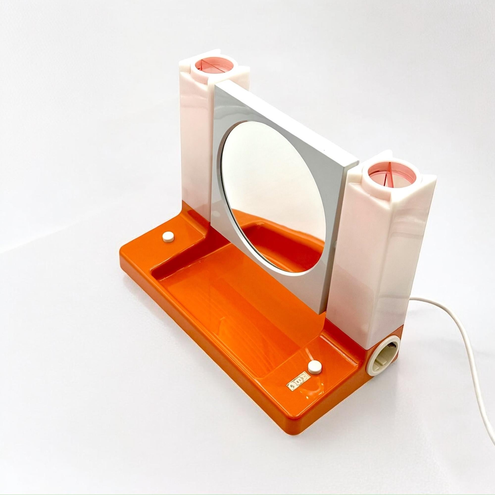 Vintage Dual Vanity Mirror with Lights by ABC, Orange Space Age Decor ...