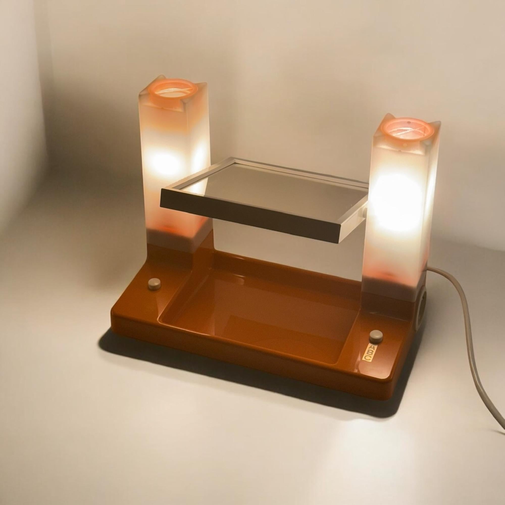 Vintage Dual Vanity Mirror with Lights by ABC, Orange Space Age Decor ...