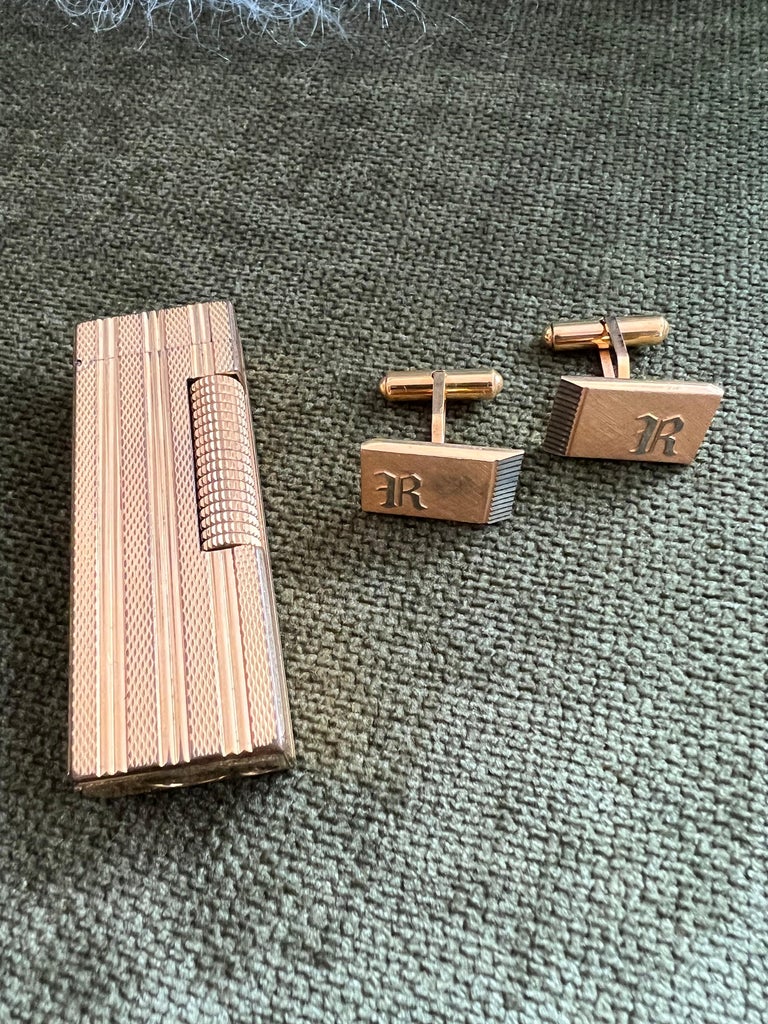 Vintage “Dunhill” Gold Plated Lighter and “Murat” Cufflinks For Sale at ...