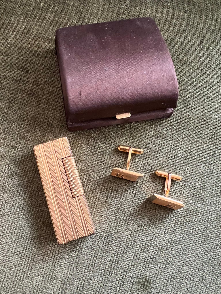 Vintage “Dunhill” Gold Plated Lighter and “Murat” Cufflinks For Sale at ...
