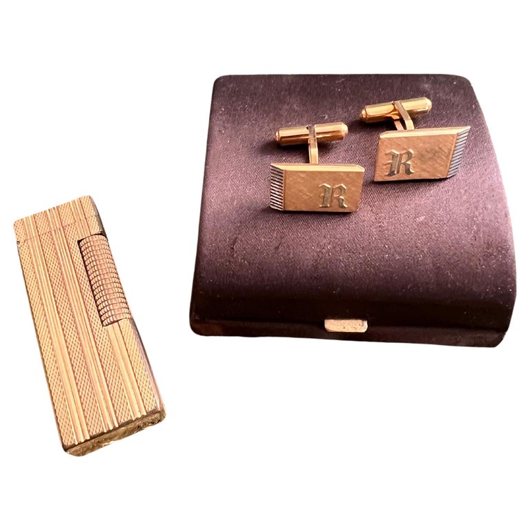 Vintage “Dunhill” Gold Plated Lighter and “Murat” Cufflinks For Sale at 1stDibs