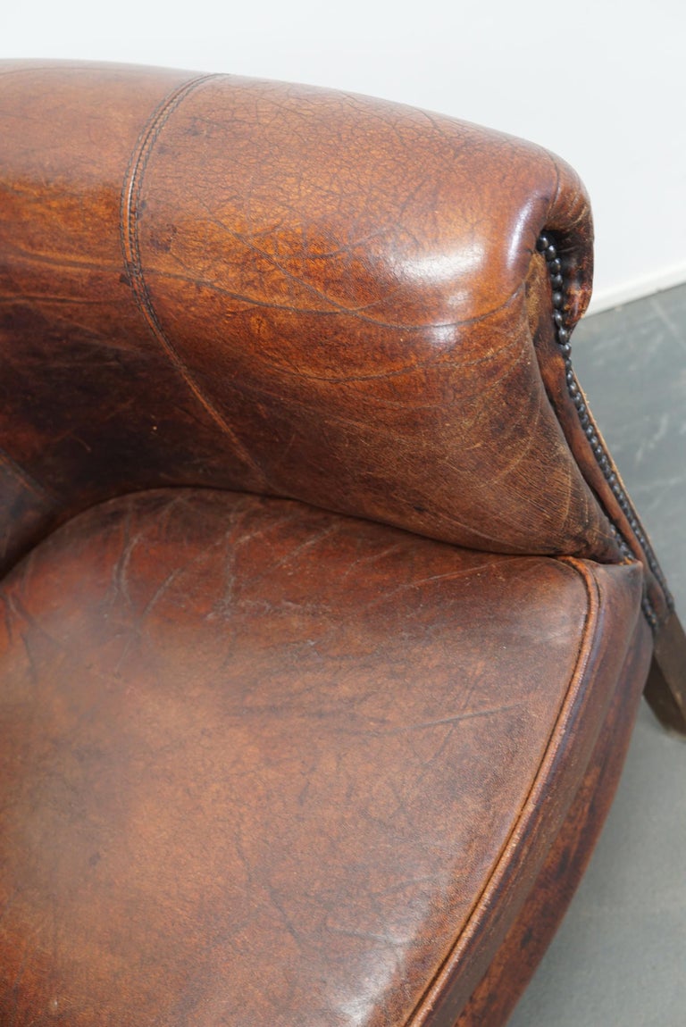 Vintage Dutch Burgundy-Colored Leather Club Chair at 1stDibs