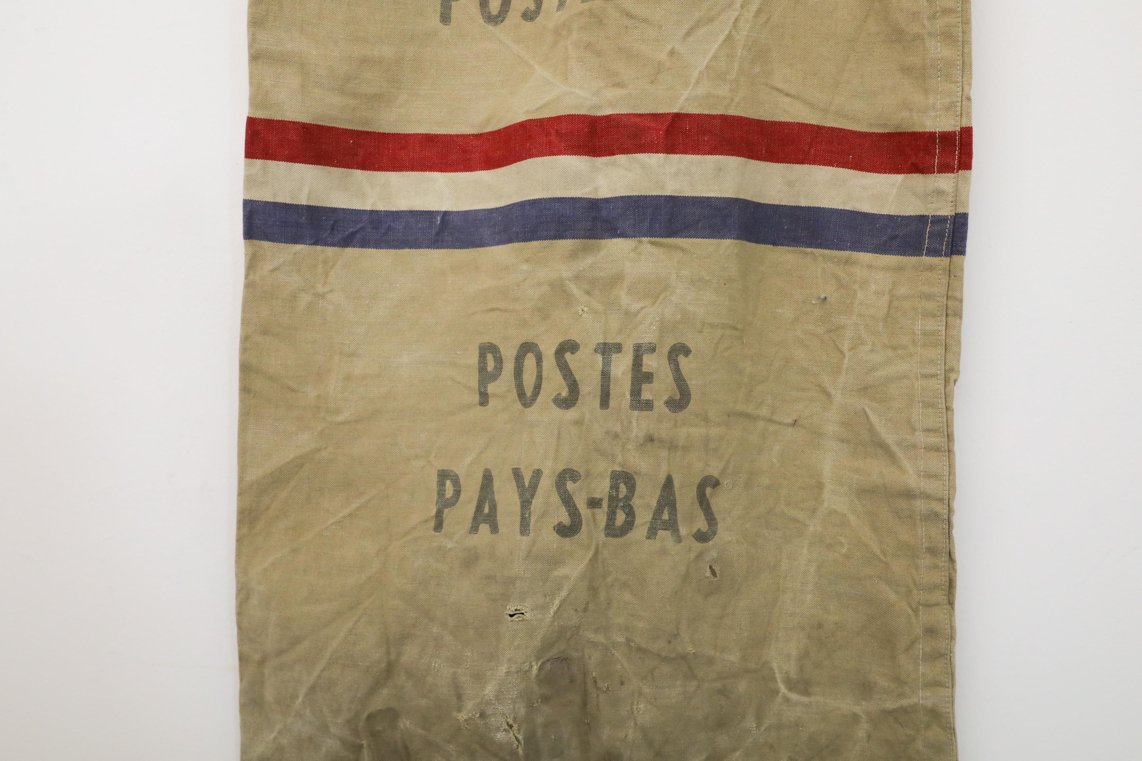 Vintage Dutch Canvas Postal Bag with Steel Loops and Red, White, Blue ...