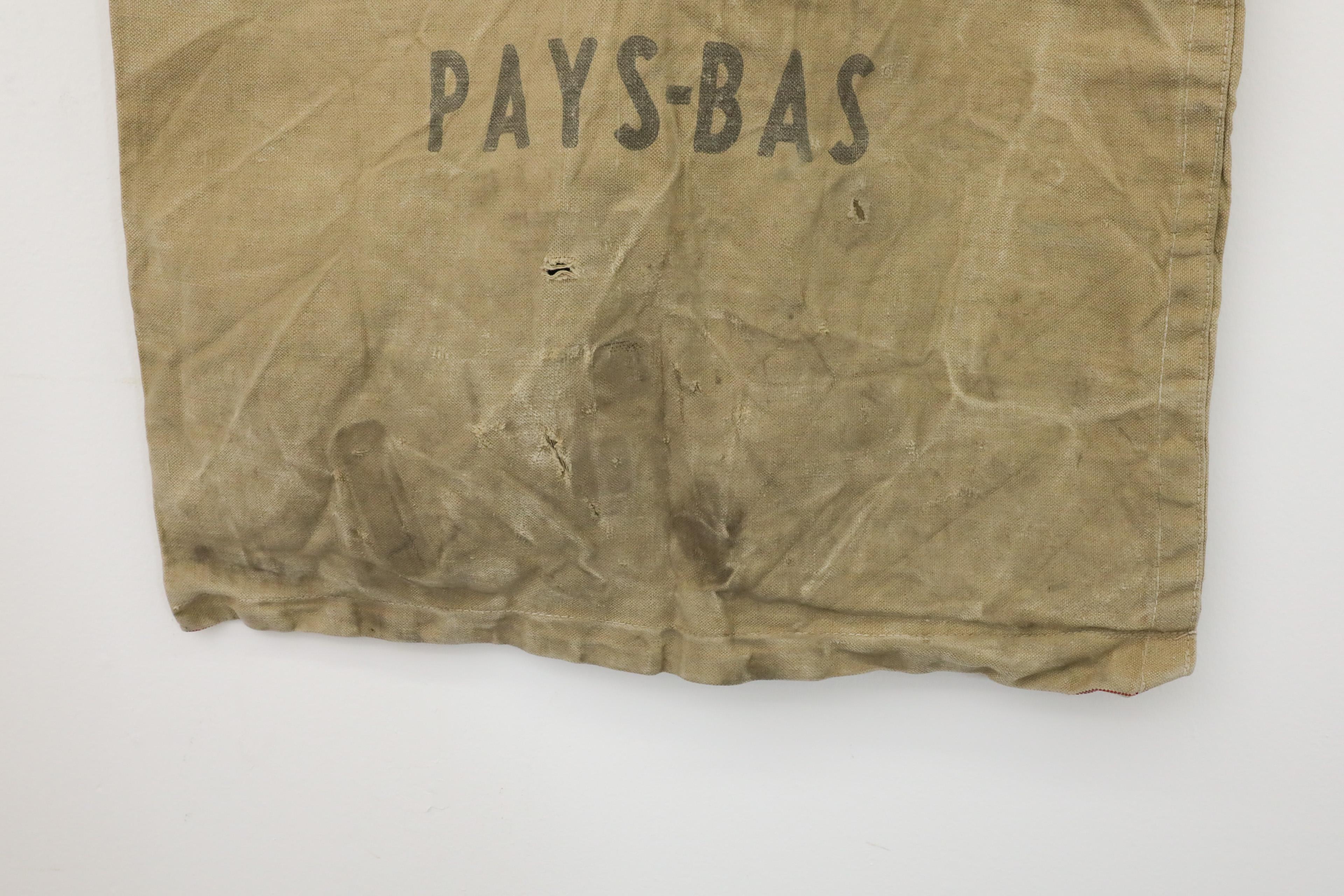 Vintage Dutch Canvas Postal Bag with Steel Loops and Red, White, Blue ...