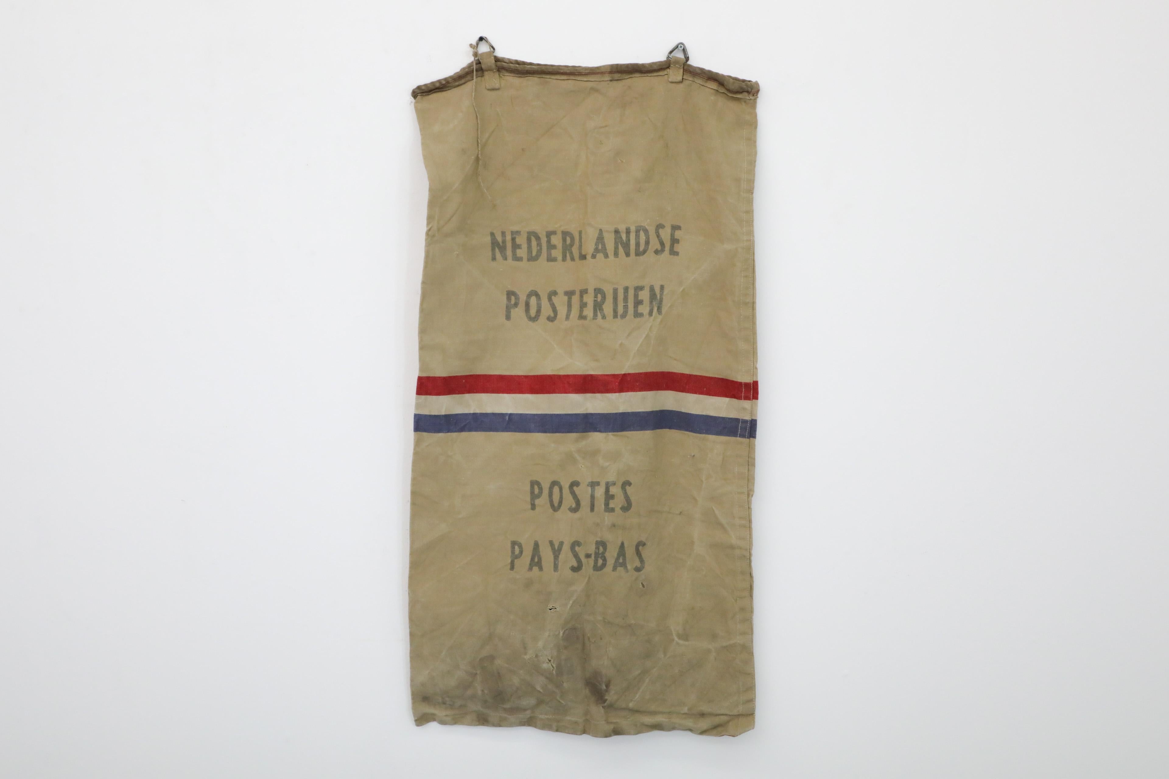 Vintage Dutch Canvas Postal Bag with Steel Loops and Red, White, Blue ...