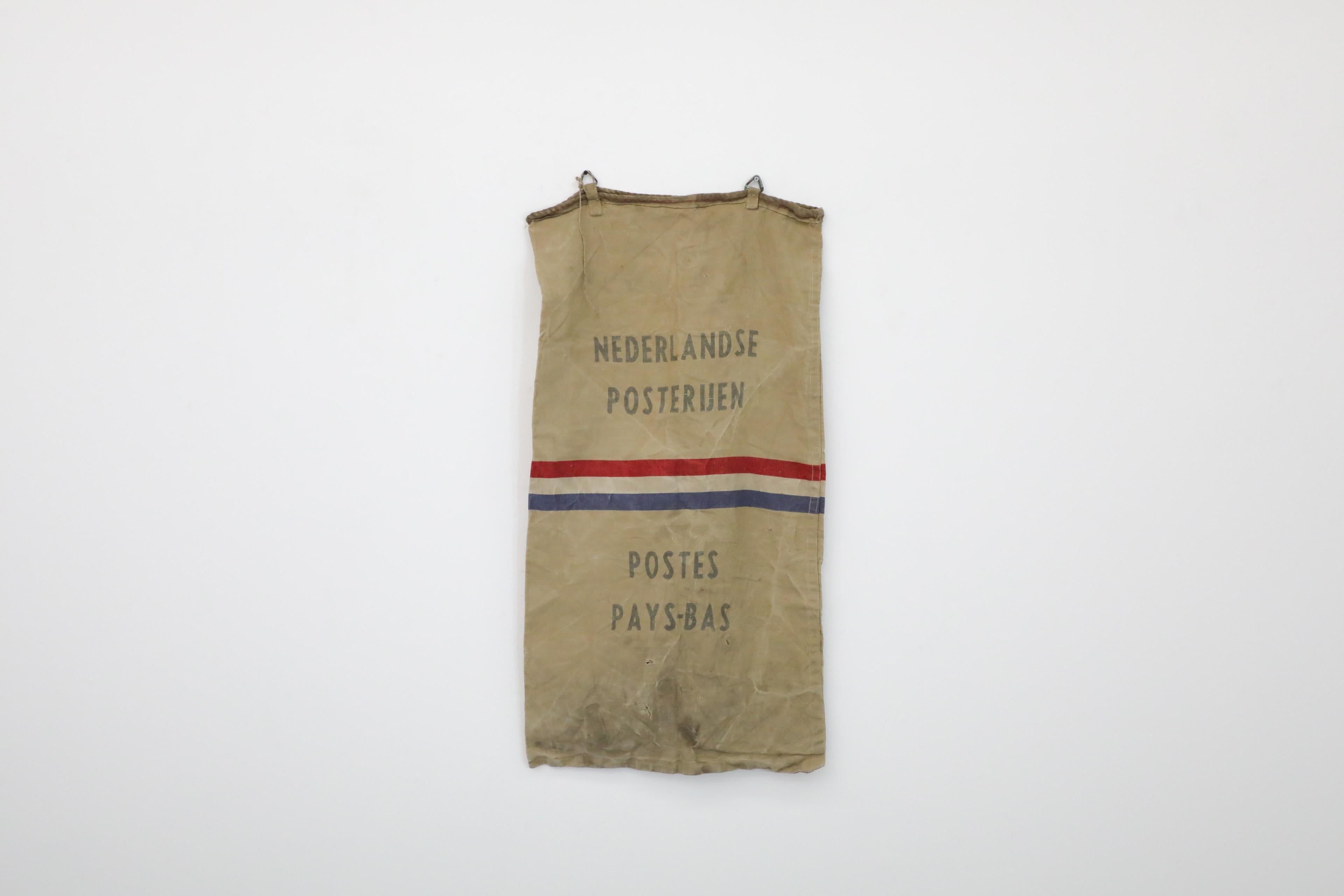 Vintage Dutch Canvas Postal Bag with Steel Loops and Red, White, Blue ...