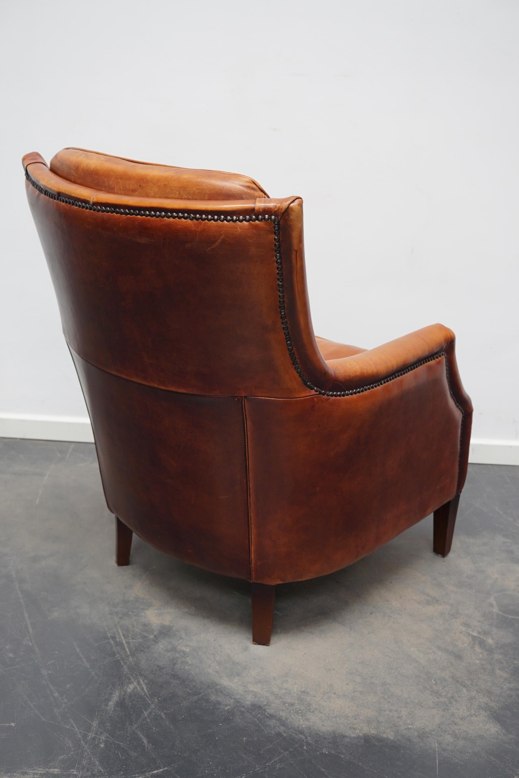 Vintage Dutch Cognac Colored Leather Club Chair at 1stDibs