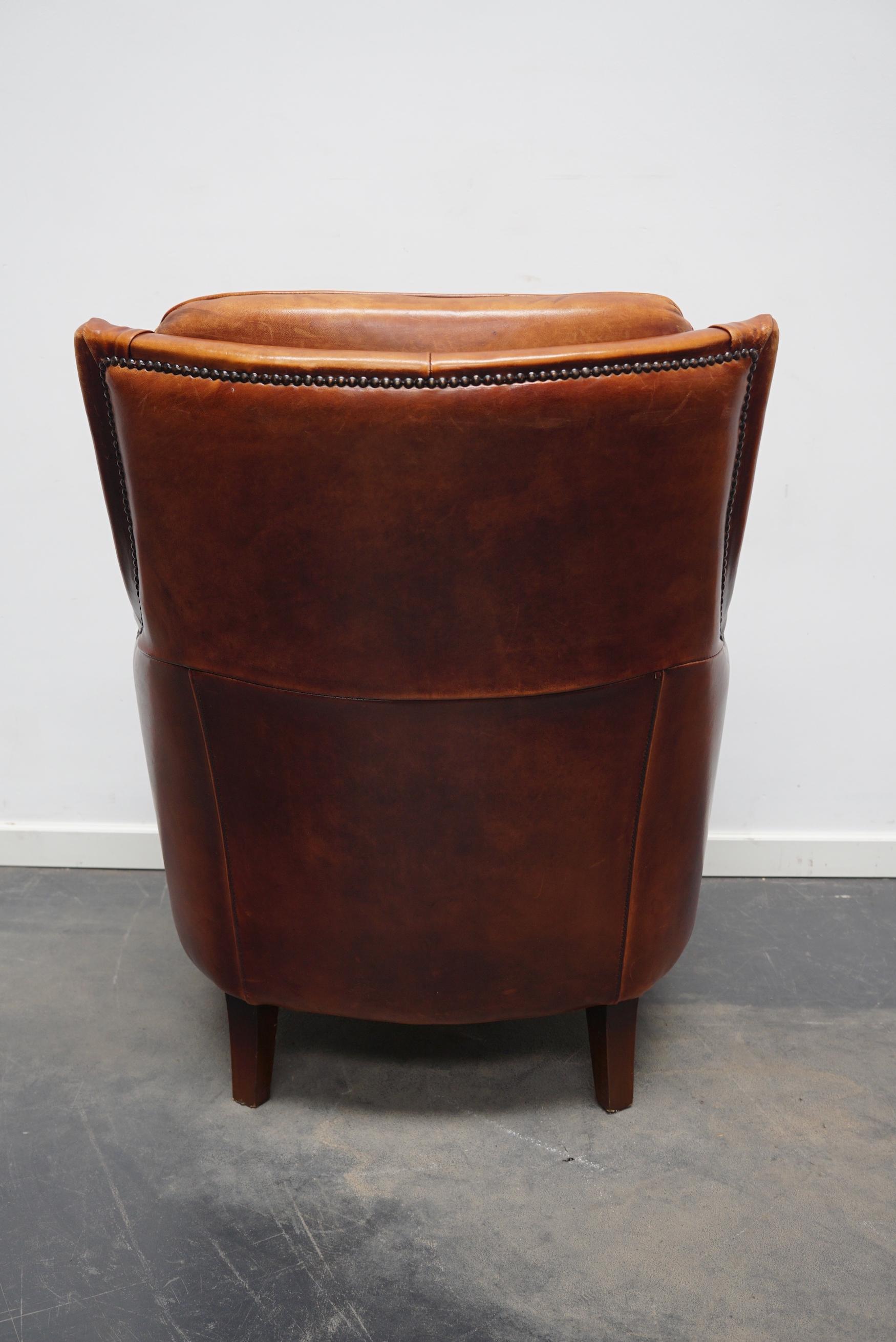 Vintage Dutch Cognac Colored Leather Club Chair at 1stDibs
