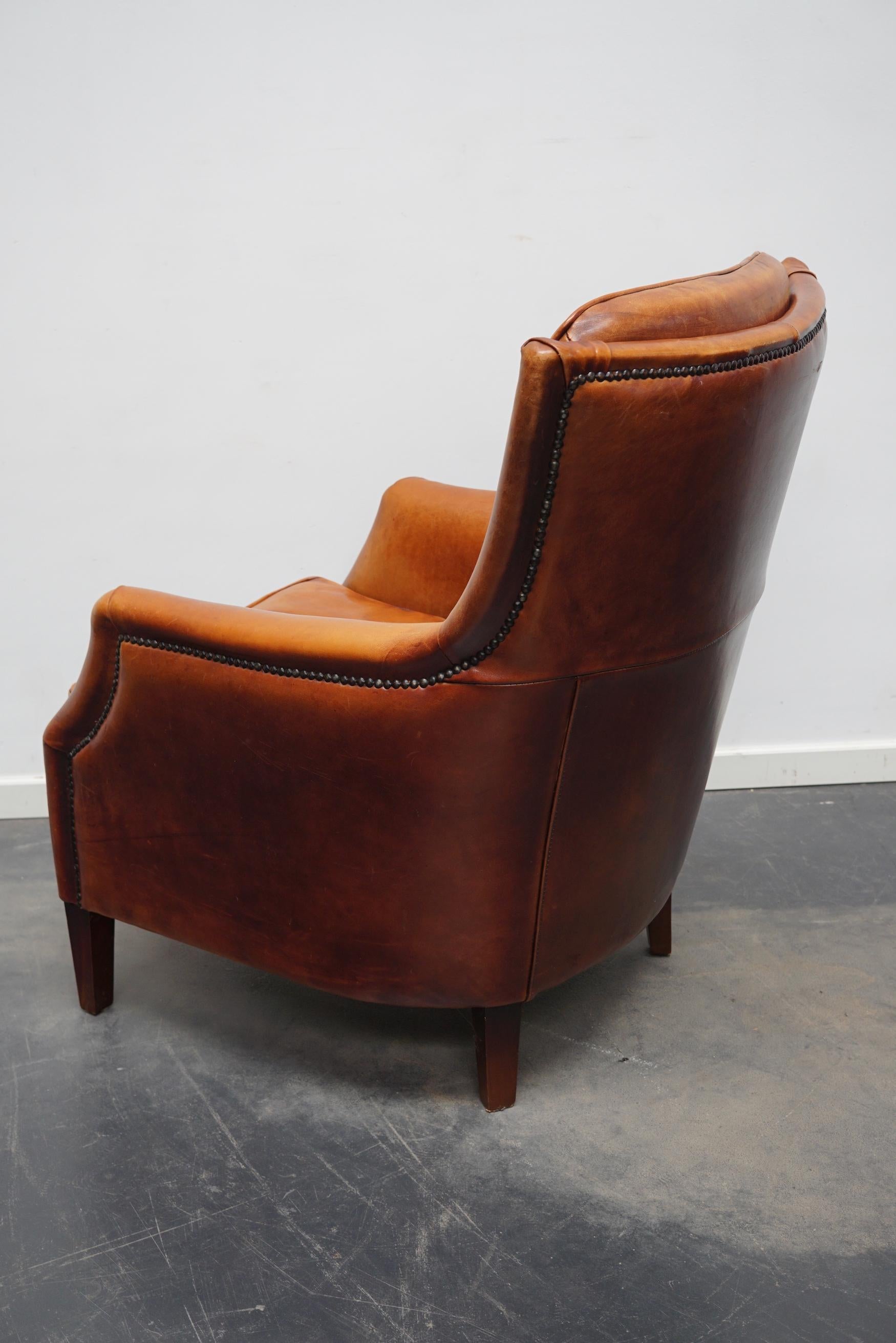 Vintage Dutch Cognac Colored Leather Club Chair at 1stDibs