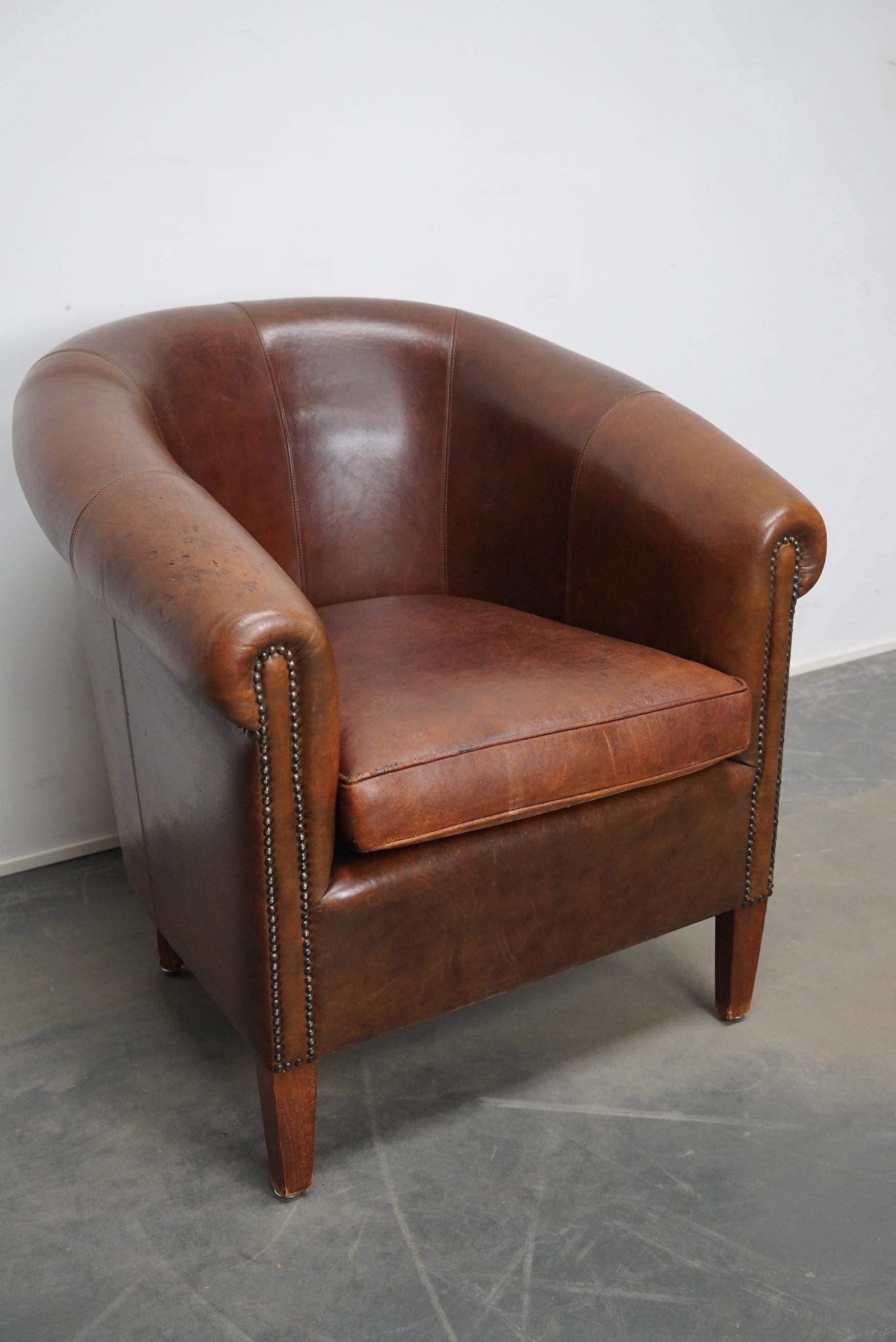 Vintage Dutch Cognac Colored Leather Club Chair at 1stDibs | cognac ...