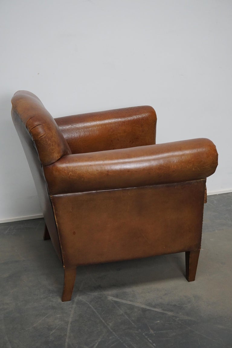 Vintage Dutch Cognac Colored Leather Club Chair at 1stDibs