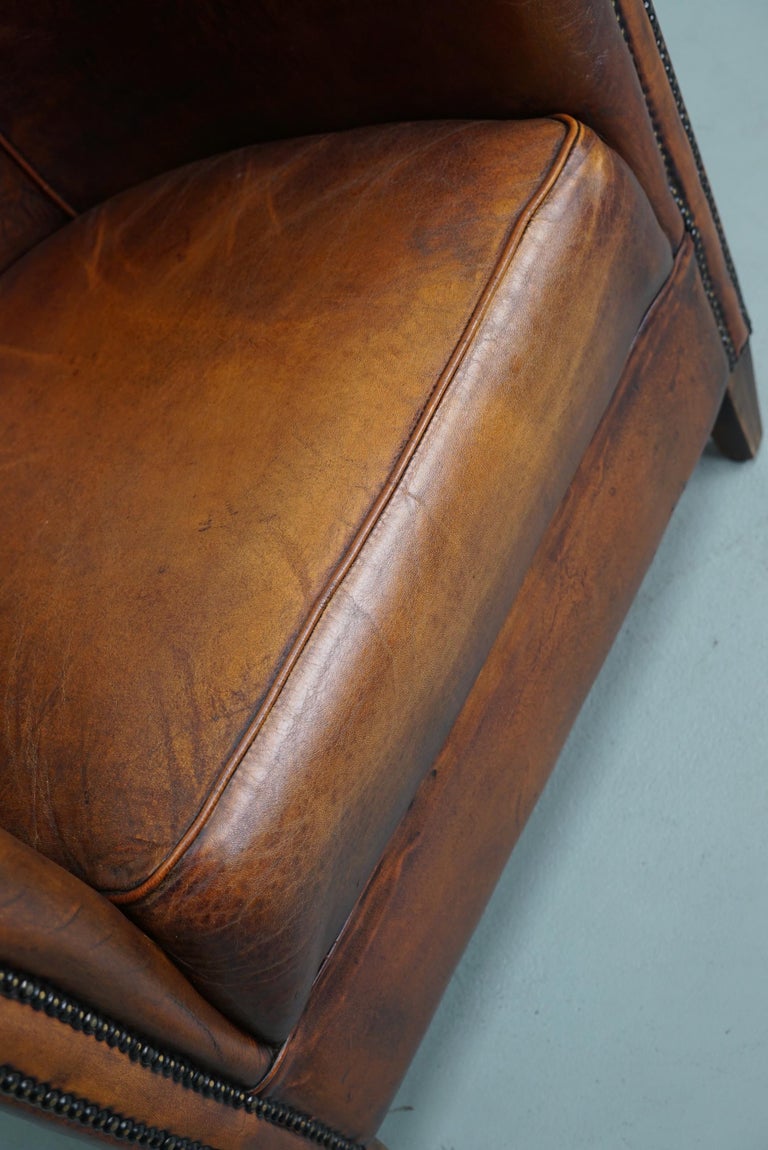 Vintage Dutch Cognac Colored Leather Club Chair at 1stDibs