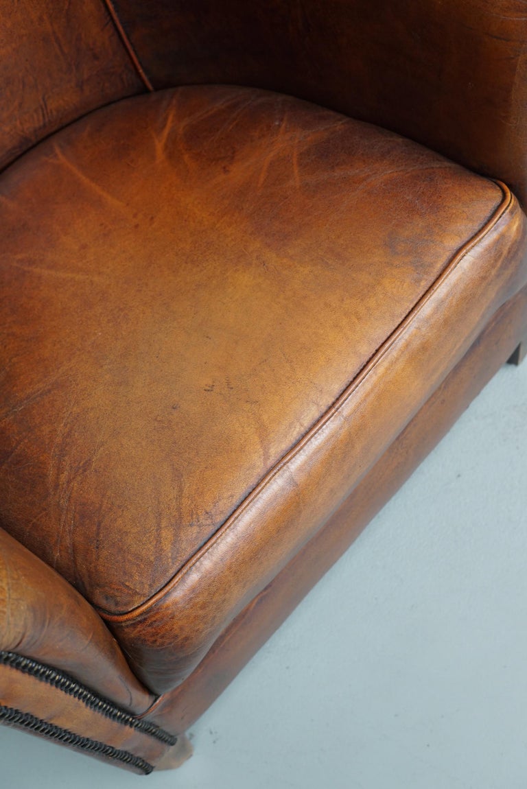 Vintage Dutch Cognac Colored Leather Club Chair at 1stDibs