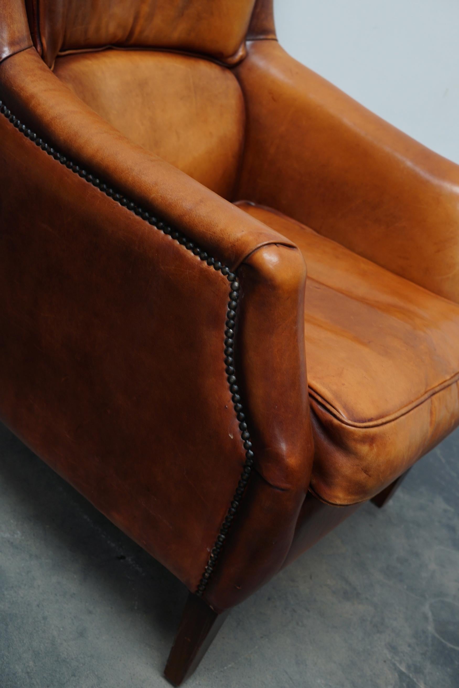 Vintage Dutch Cognac Colored Leather Club Chair at 1stDibs