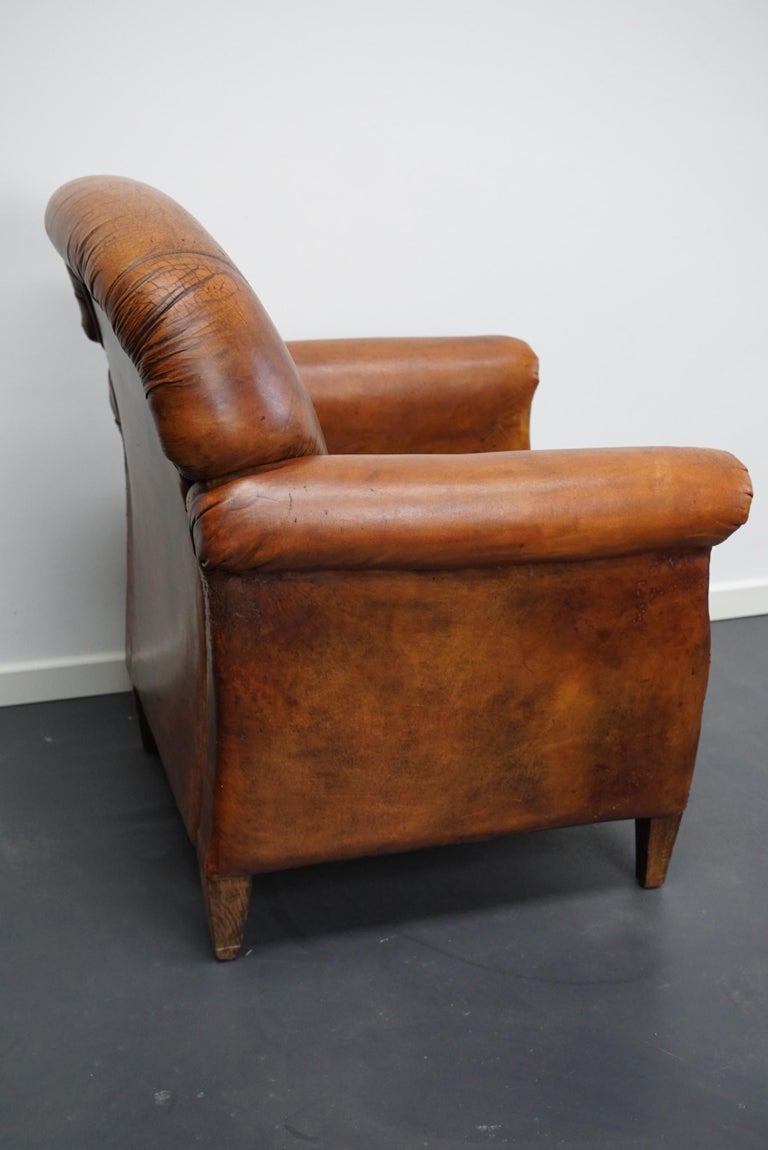 Vintage Dutch Cognac Colored Leather Club Chair at 1stDibs