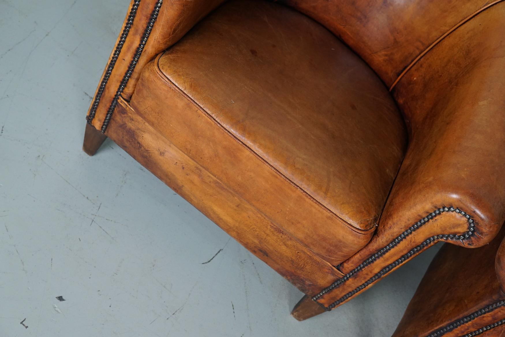 Vintage Dutch Cognac Colored Leather Club Chair, Set of 2 at 1stDibs ...