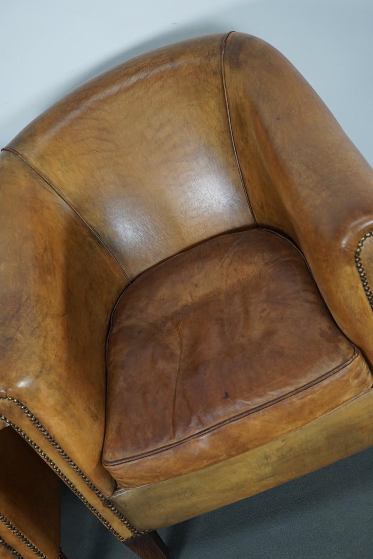Vintage Dutch Cognac-Colored Leather Club Chair, Set of 2 at 1stDibs