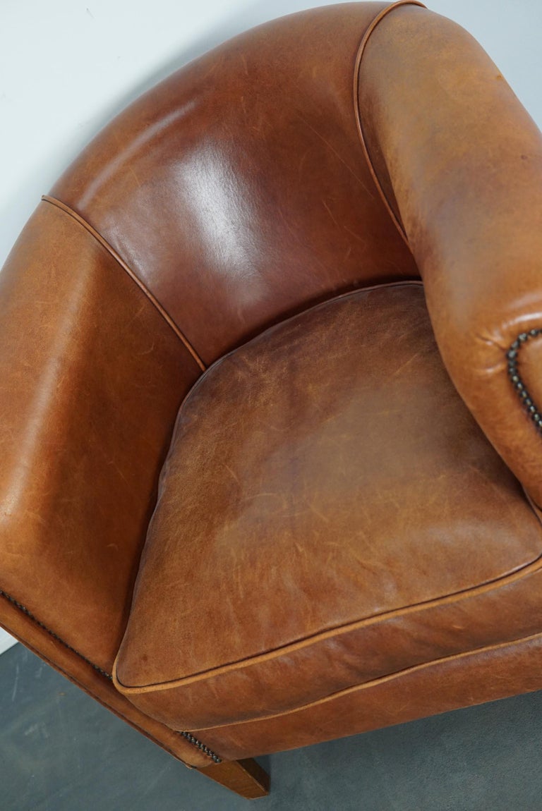 Vintage Dutch Cognac-Colored Leather Club Chair, Set of 2 at 1stDibs