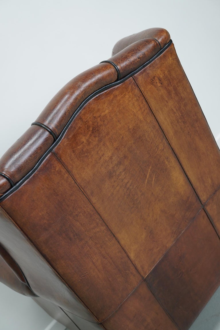 Vintage Dutch Cognac Colored Wingback Leather Club Chair For Sale at ...