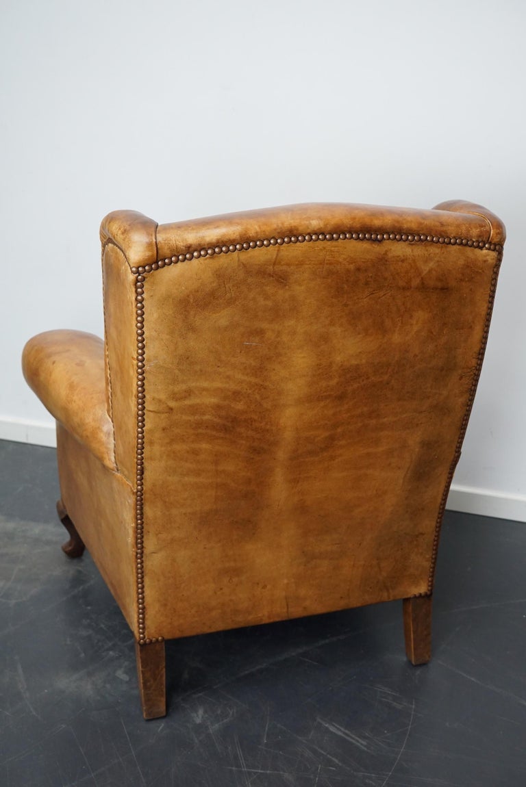 Vintage Dutch Cognac Colored Wingback Leather Club Chair For Sale at ...