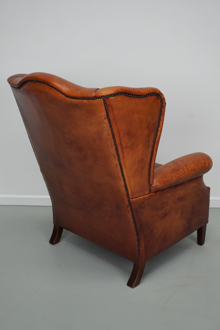 Vintage Dutch Cognac Colored Wingback Leather Club Chair For Sale at ...