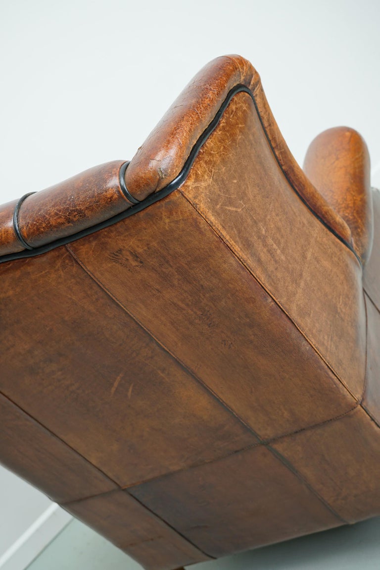 Vintage Dutch Cognac Colored Wingback Leather Club Chair For Sale at ...