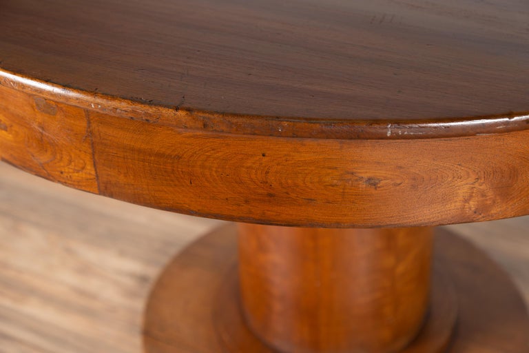 Vintage Dutch Colonial Javanese Teak Round Dining Table with Pedestal ...