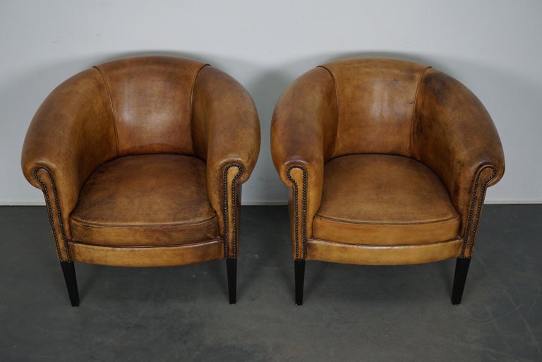 Vintage Dutch Leather Club Chairs, Set of 2 For Sale at 1stdibs