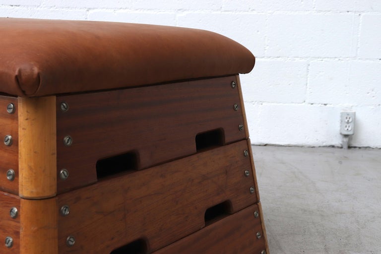 Vintage Dutch Leather Gym Vault or Coffee Table at 1stDibs