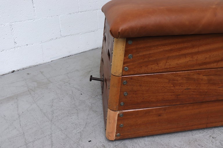 Vintage Dutch Leather Gym Vault or Coffee Table at 1stDibs