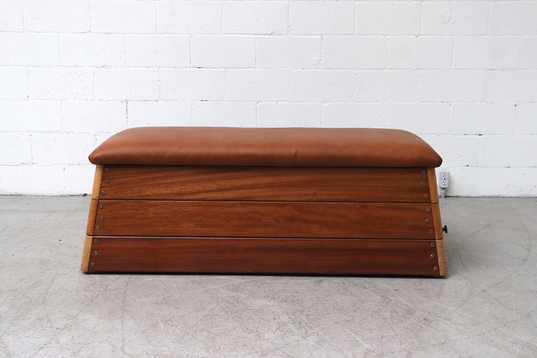 Vintage Dutch Leather Gym Vault or Coffee Table at 1stDibs