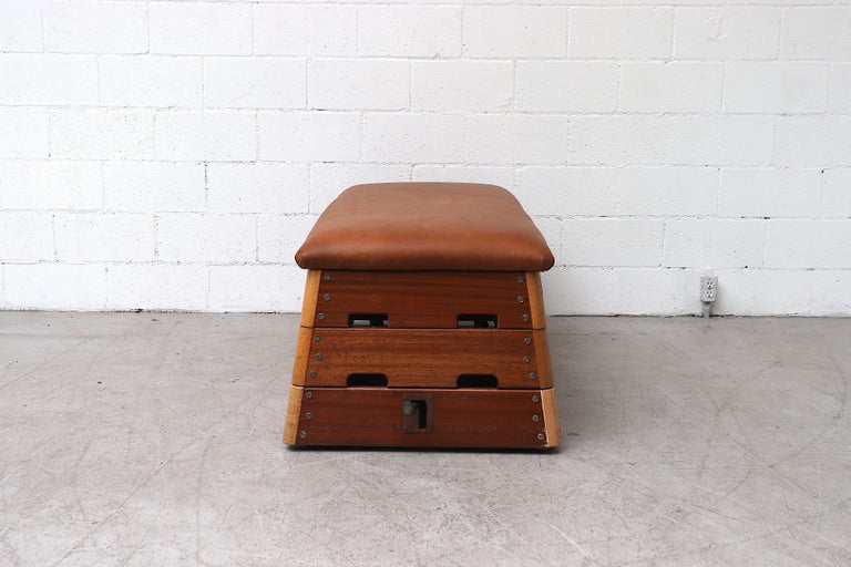 Vintage Dutch Leather Gym Vault or Coffee Table at 1stDibs