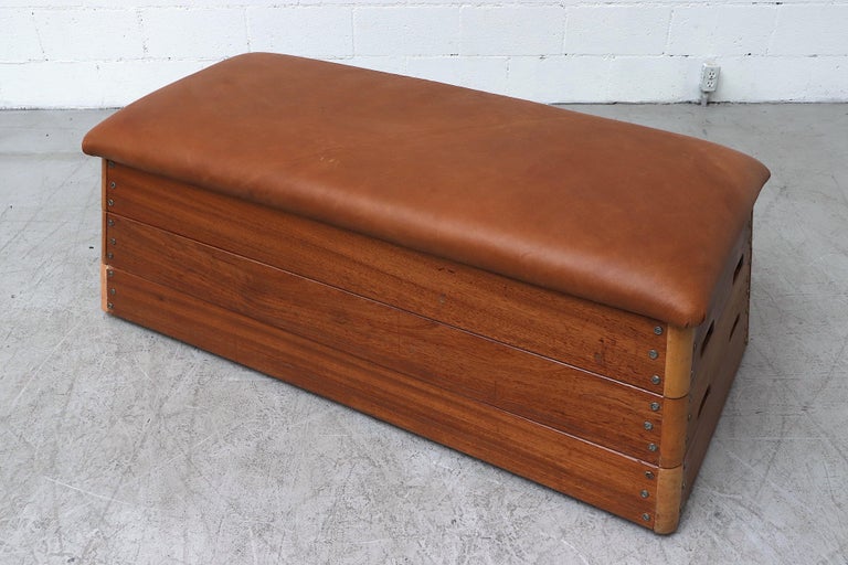 Vintage Dutch Leather Gym Vault or Coffee Table at 1stDibs