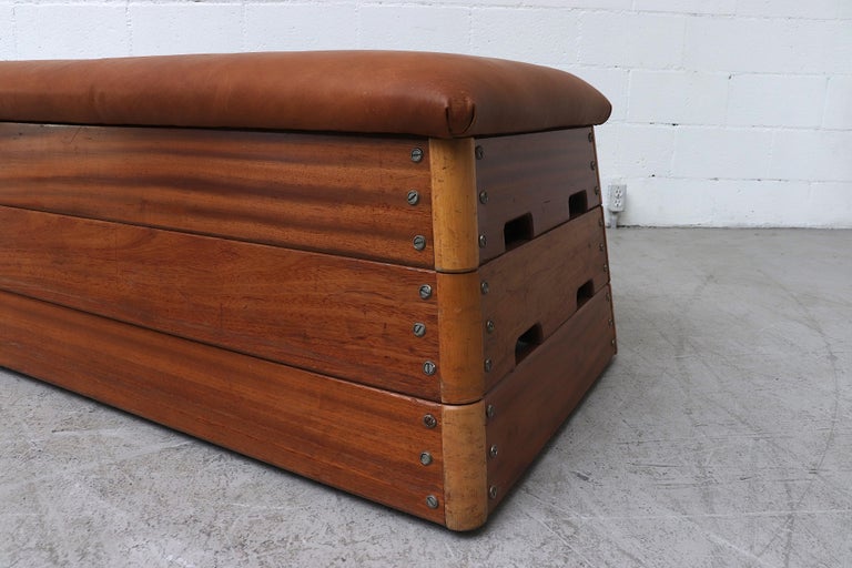 Vintage Dutch Leather Gym Vault or Coffee Table at 1stDibs