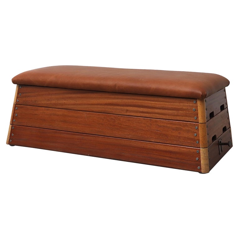 Vintage Dutch Leather Gym Vault or Coffee Table at 1stDibs