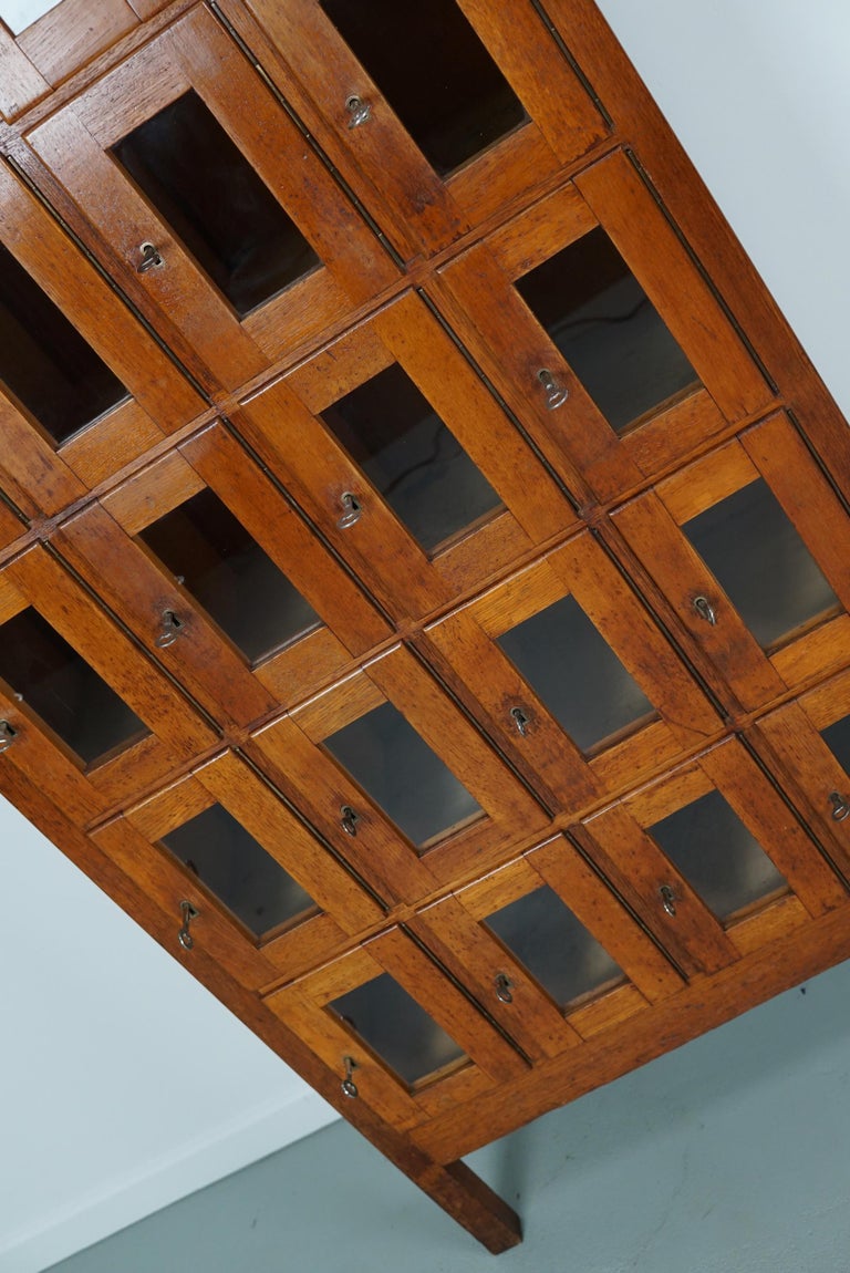 Vintage Dutch Oak Glass Door Locker Cabinet, 1930s For Sale at 1stDibs