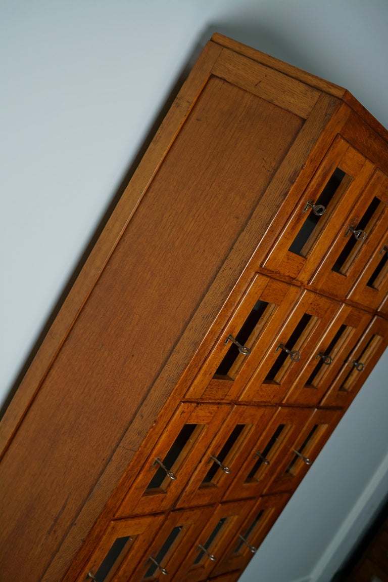 Vintage Dutch Oak Glass Door Locker Cabinet, 1930s For Sale at 1stDibs