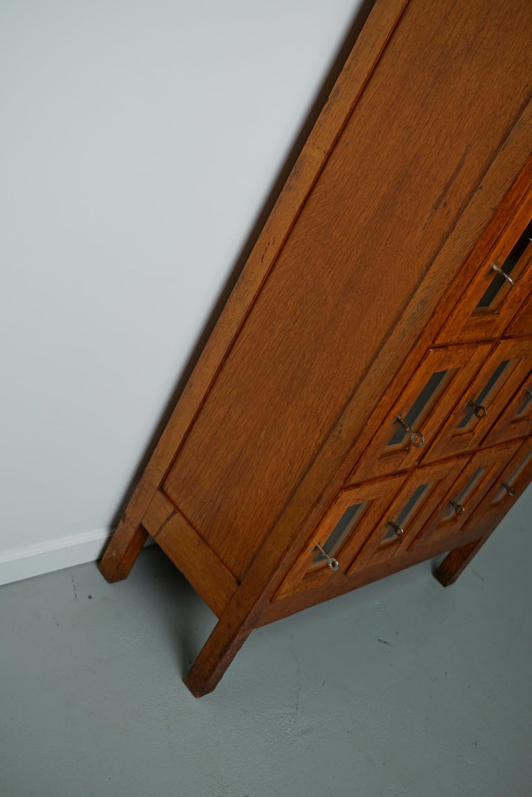 Vintage Dutch Oak Glass Door Locker Cabinet, 1930s For Sale at 1stDibs