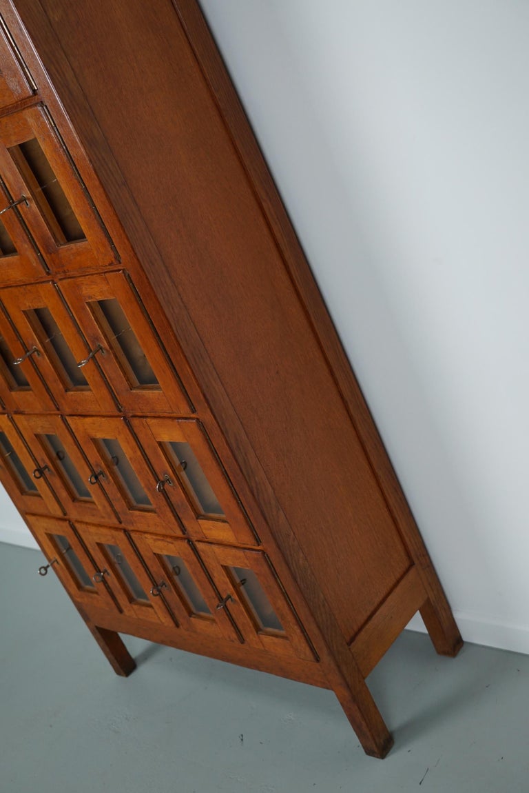 Vintage Dutch Oak Glass Door Locker Cabinet, 1930s For Sale at 1stDibs